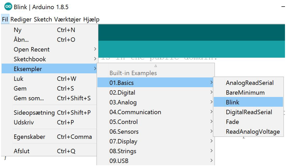Anvendelse af Eksempler - HTX Arduino